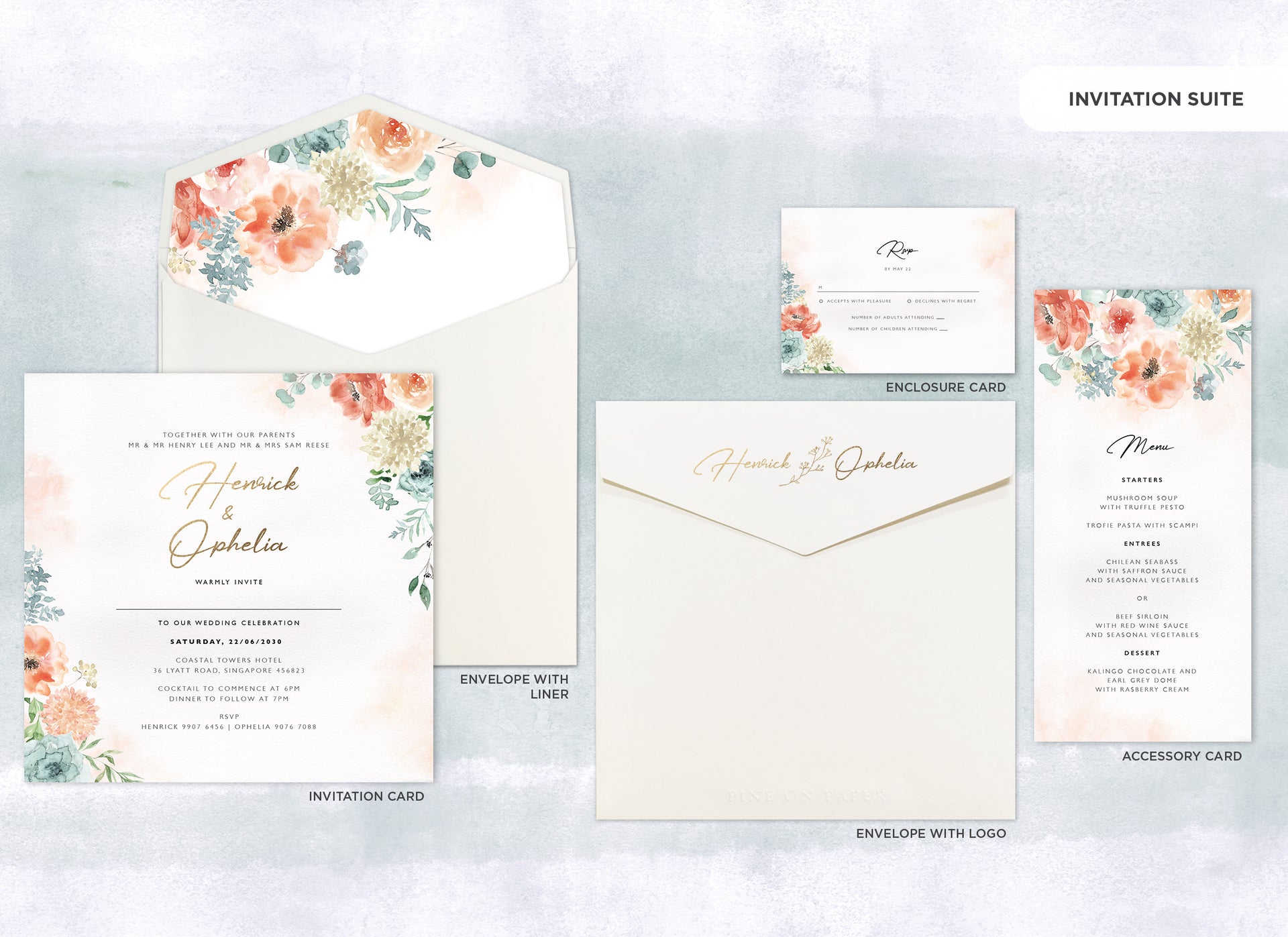 Misty Garden Wedding Invite – PINE ON PAPER